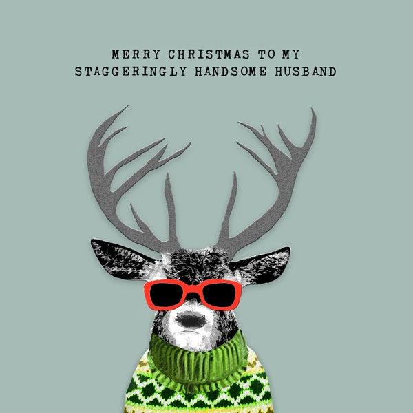 Happy Christmas Staggeringly Handsome Husband Card - Sally Scaffardi ...